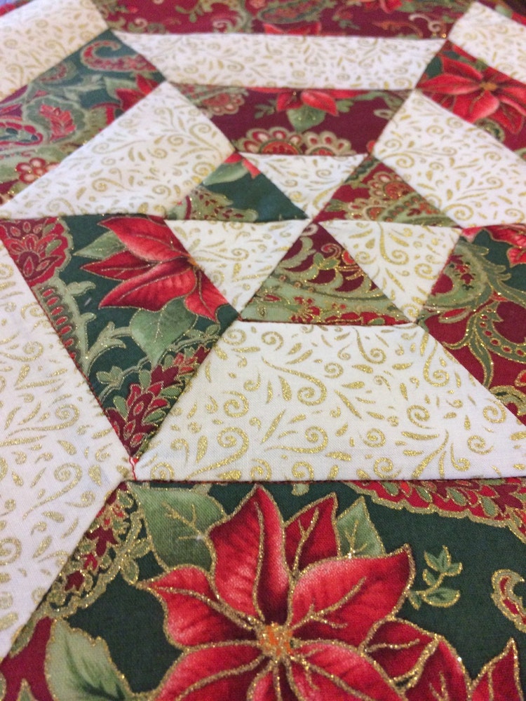 Glittery Christmas Centerpiece Quilted by Heathersquaintquilts