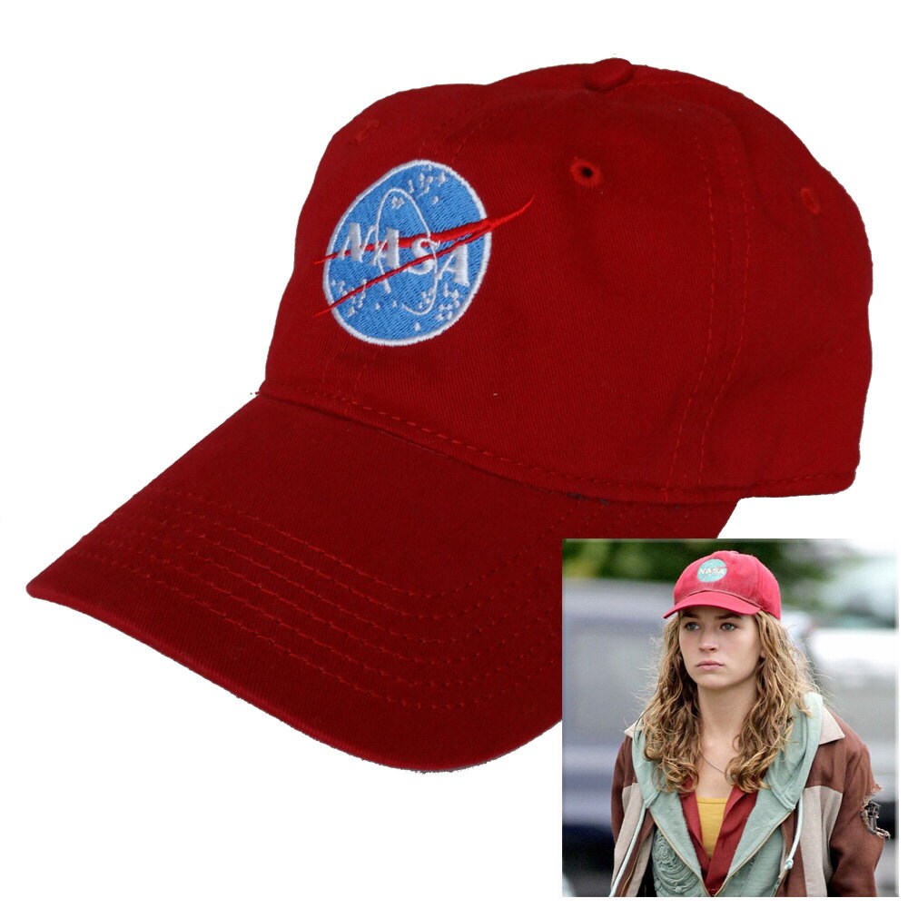 Nasa insignia embroidered red Hat Tomorrowland Casey Newton