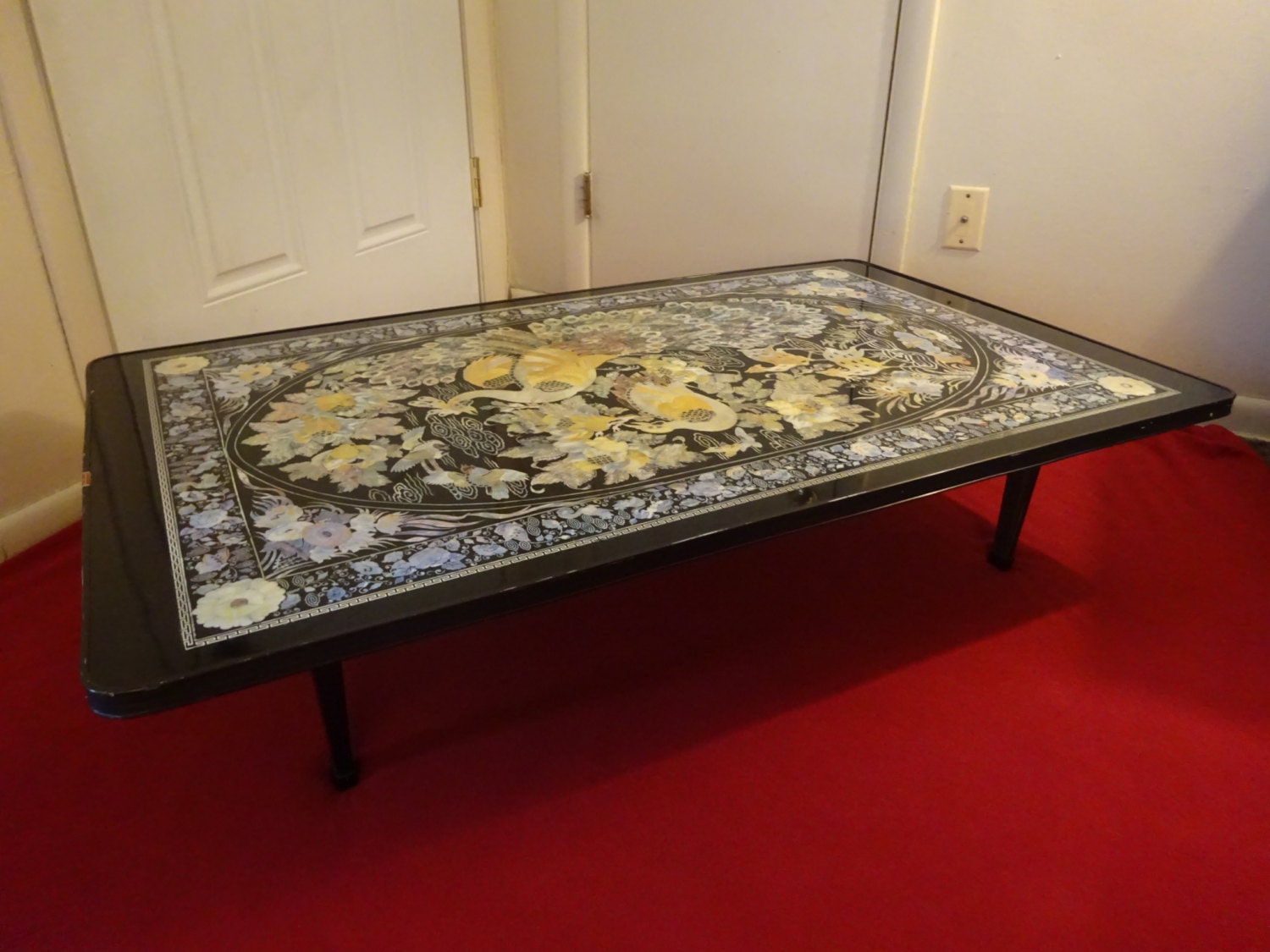 Vintage LARGE Asian Folding Knee Table w/ Pearl Abalone – Haute Juice