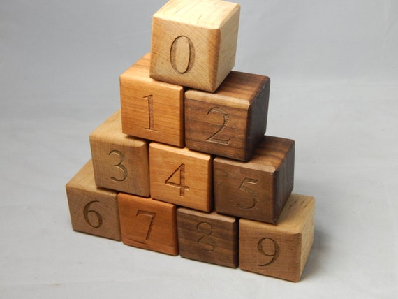 Items similar to Hand Crafted Wooden Number Blocks - Educational ...