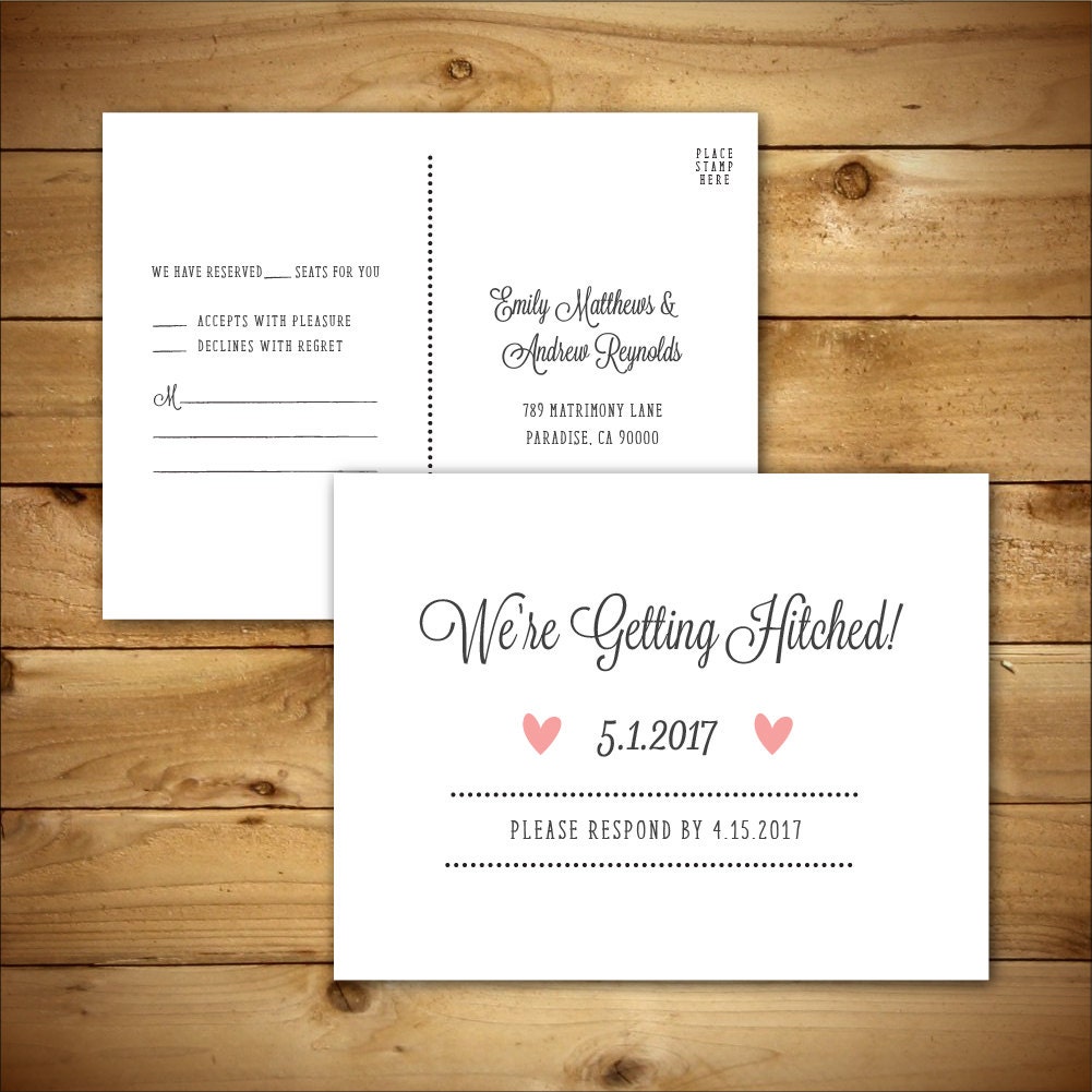 RSVP DIY Wedding Template RSVP Postcard Template Rustic