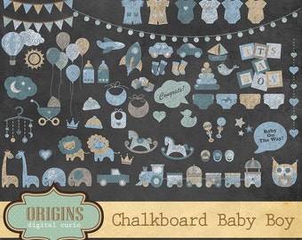 Chalkboard Baby Zoo Animals Clipart Set Jungle Safari