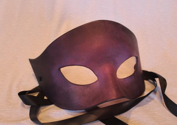 Purple Leather Masquerade Domino Mask