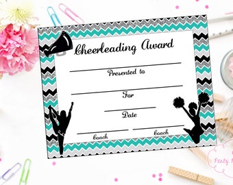Cheerleading Certificate Cheerleading Award by OTPartyPrintables