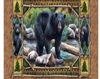 Bear quilt panel | Etsy