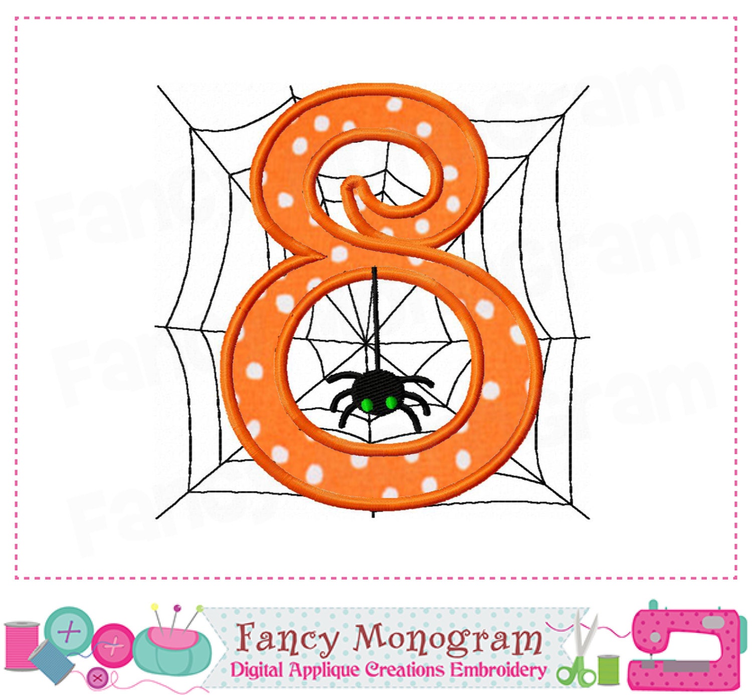 Spider Number 8 appliqueHalloween Number 8 appliqueBirthday