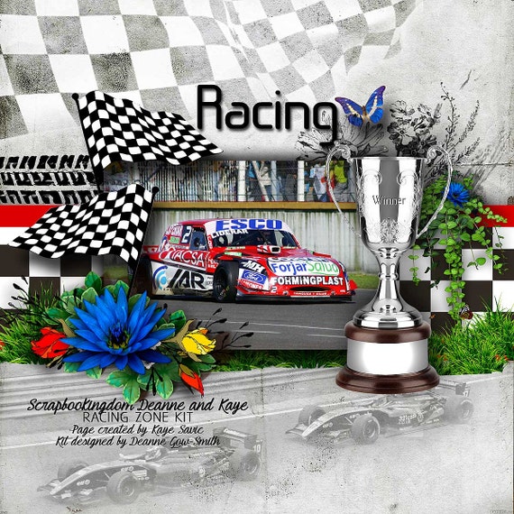 Car Racing Scrapbook Kit -RACING ZONE- realistic embellishments ...