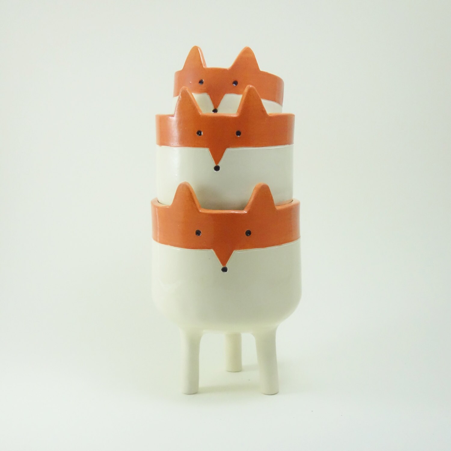 Fox Planters Three Ceramic Fox Plant Pots Garden