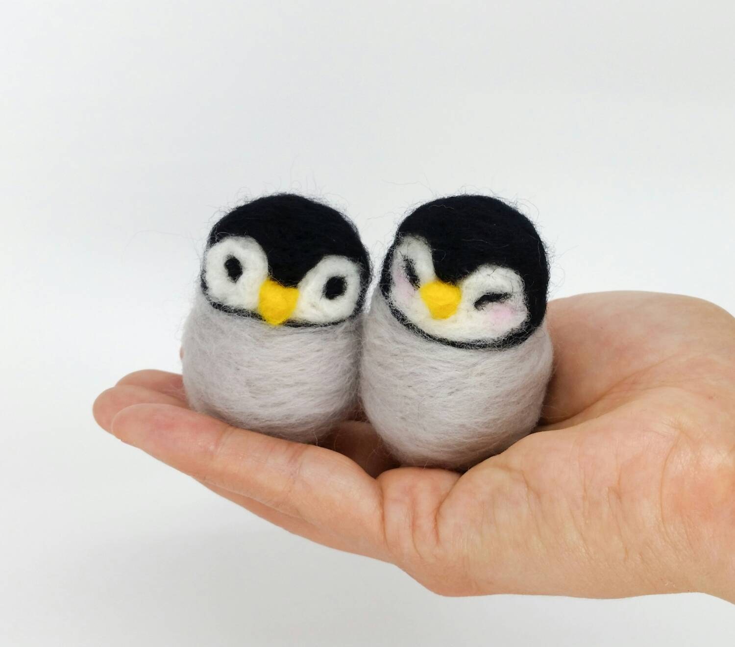 Needle Felted miniature penguins mini penguin small penguin