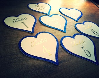 Items similar to Wedding/special events heart shaped table numbers on Etsy