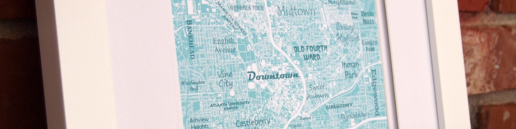 Fine map art prints made in Atlanta by MapOfHome on Etsy