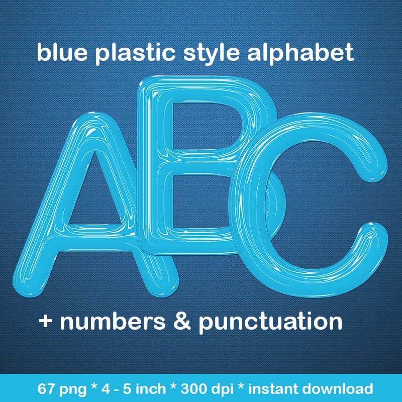 Plastic blue alphabet clipart light blue digital font with