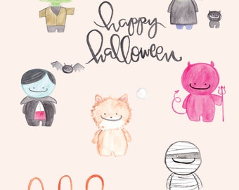Halloween cute clip art kawaii clipart cute whimsical