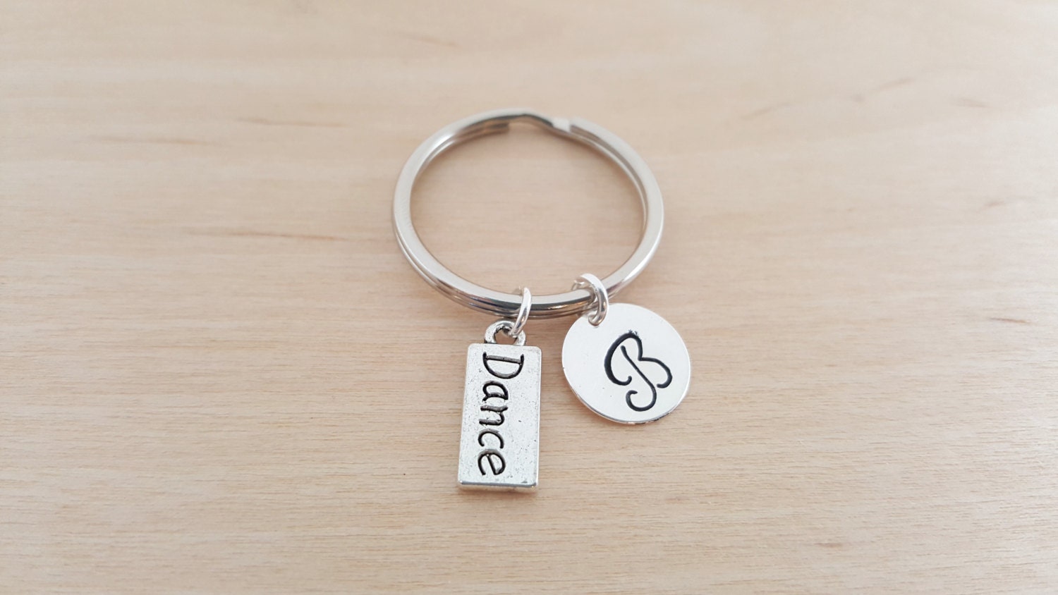 Dance Charm Personalized Key chain Initial Key Chain