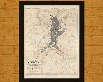 Map of sicily | Etsy