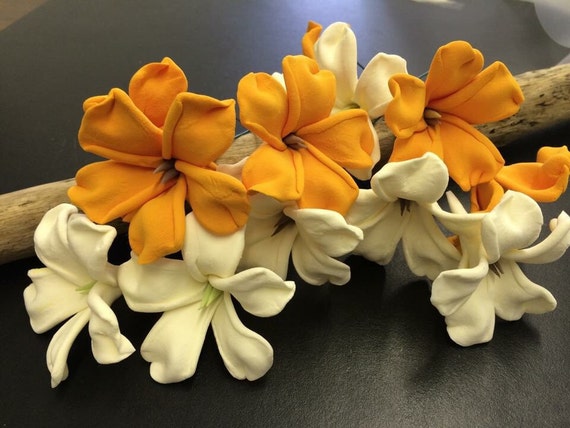 Puakenikeni flower hair pick