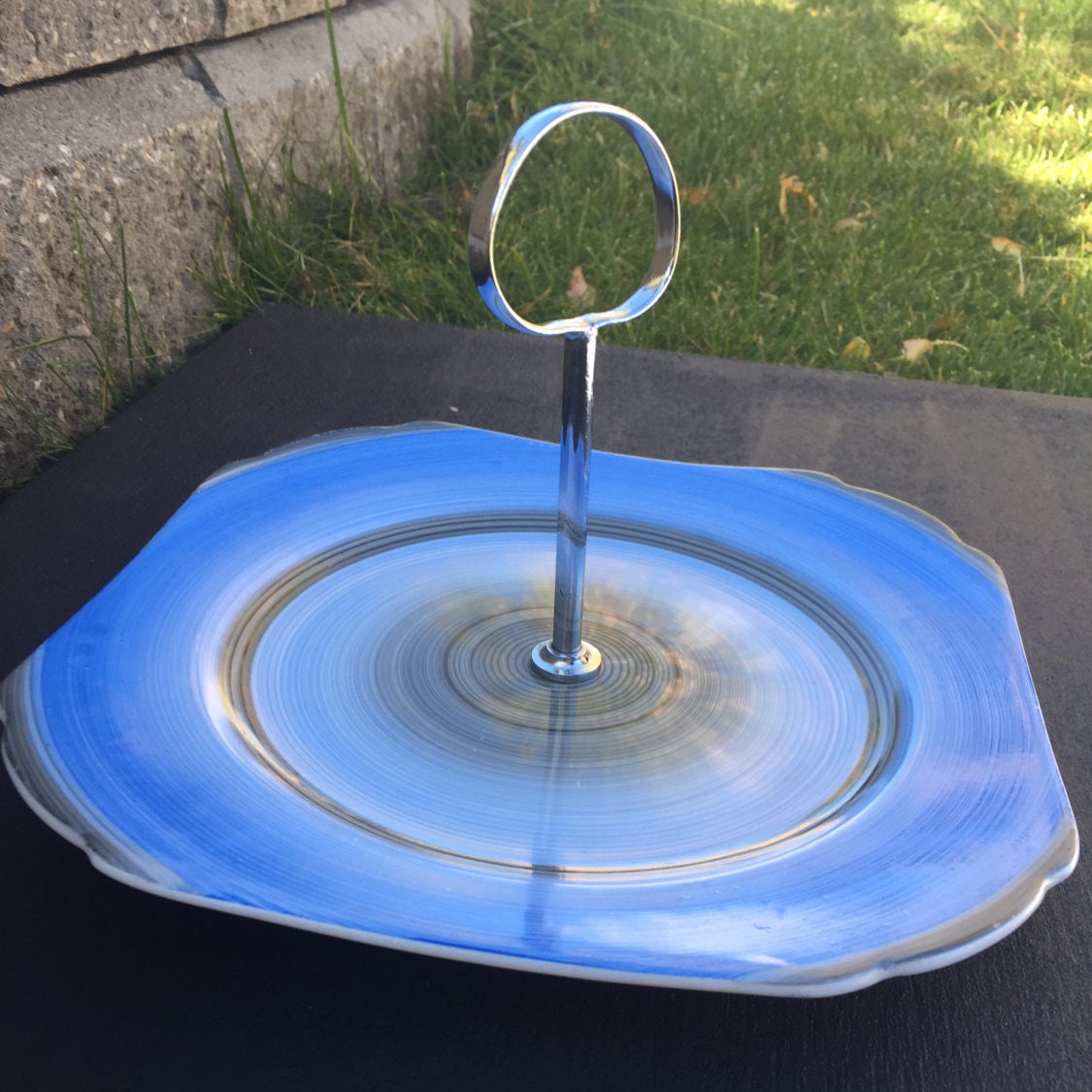 Shelley Beautiful Blue Dessert Tray Serving Dish Harmony Ware Trinket ...