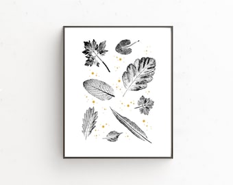 Gold leaf print | Etsy
