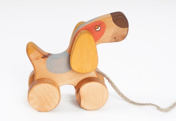 Wood Toy Pull Dog Wooden Toy for Toddler by FriendlyToys on Etsy