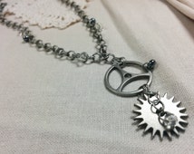 Popular items for silver gear necklace on Etsy