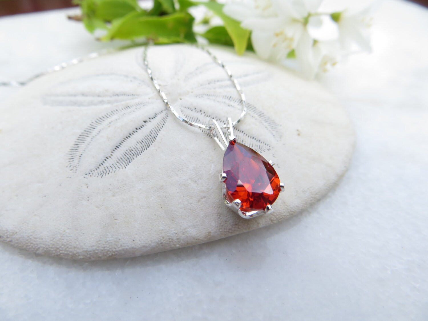 July Birthstone Necklace Mother's Day Necklace Ruby Red