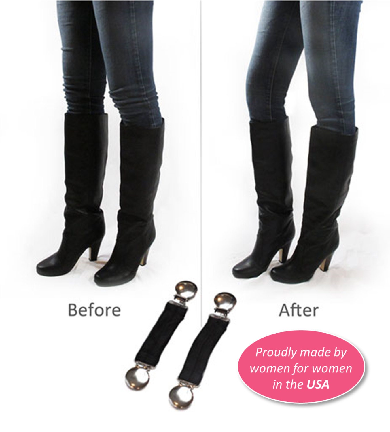 Boot Snugs: 3 Length Black Pant Clips Pant Straps Boot