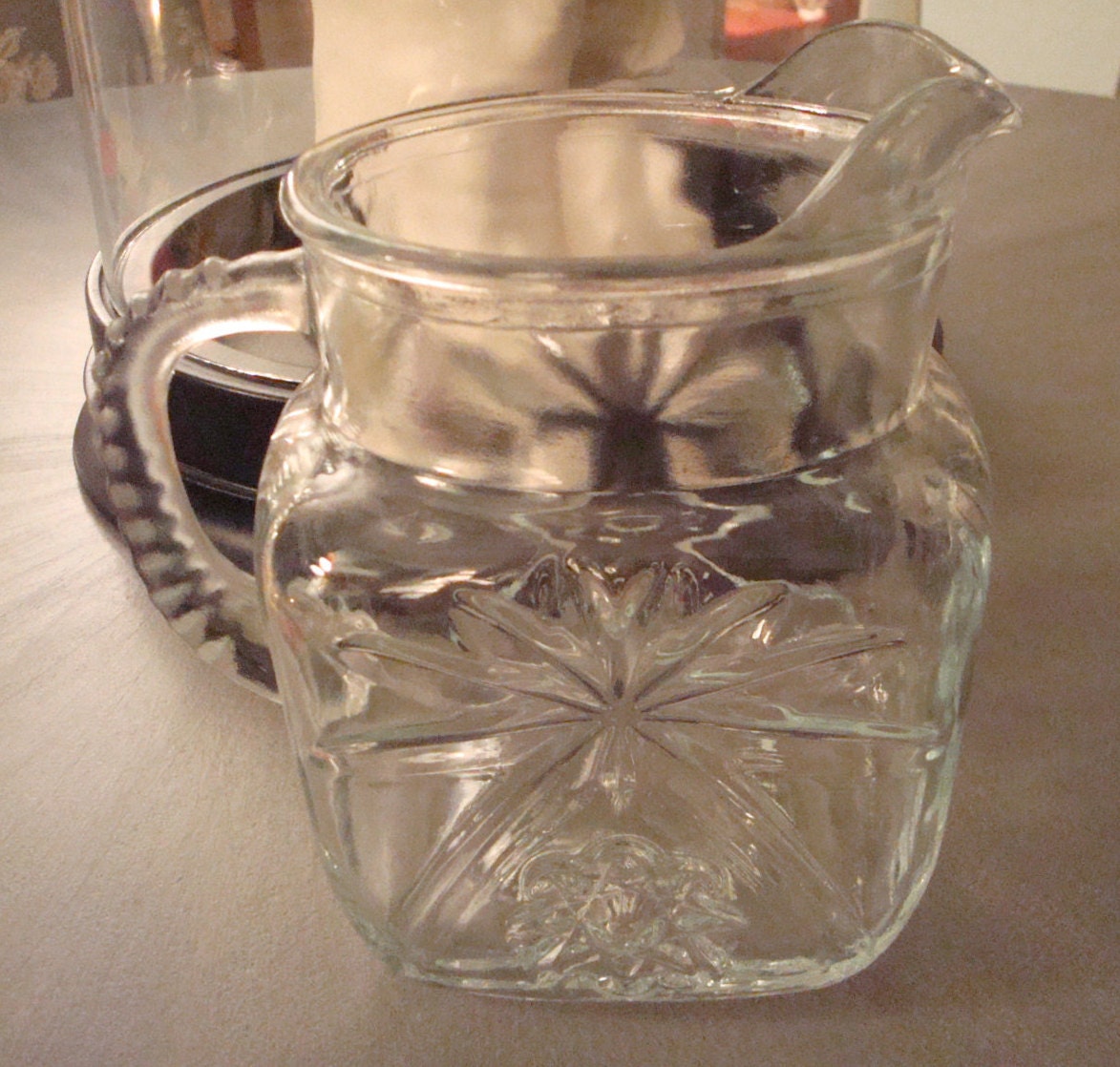 Vintage Prescut Early American~Small Glass Serving Pitcher – Star of ...