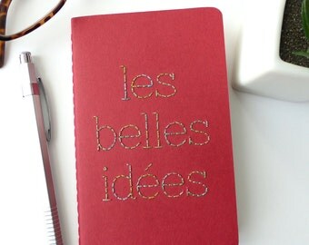 design graphique brodé main sur papier par LesFilsRouges sur Etsy