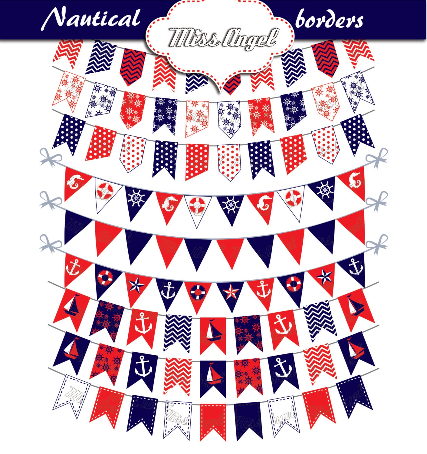 Nautical Clipart Nautical Bunting Banner clipart Nautical