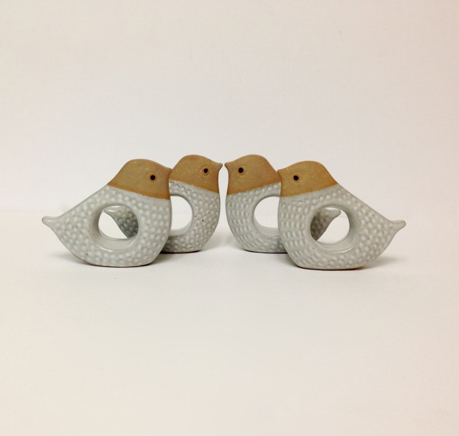 Vintage Stoneware Bird Napkin Rings Set of FOUR Scandinavian Style ...