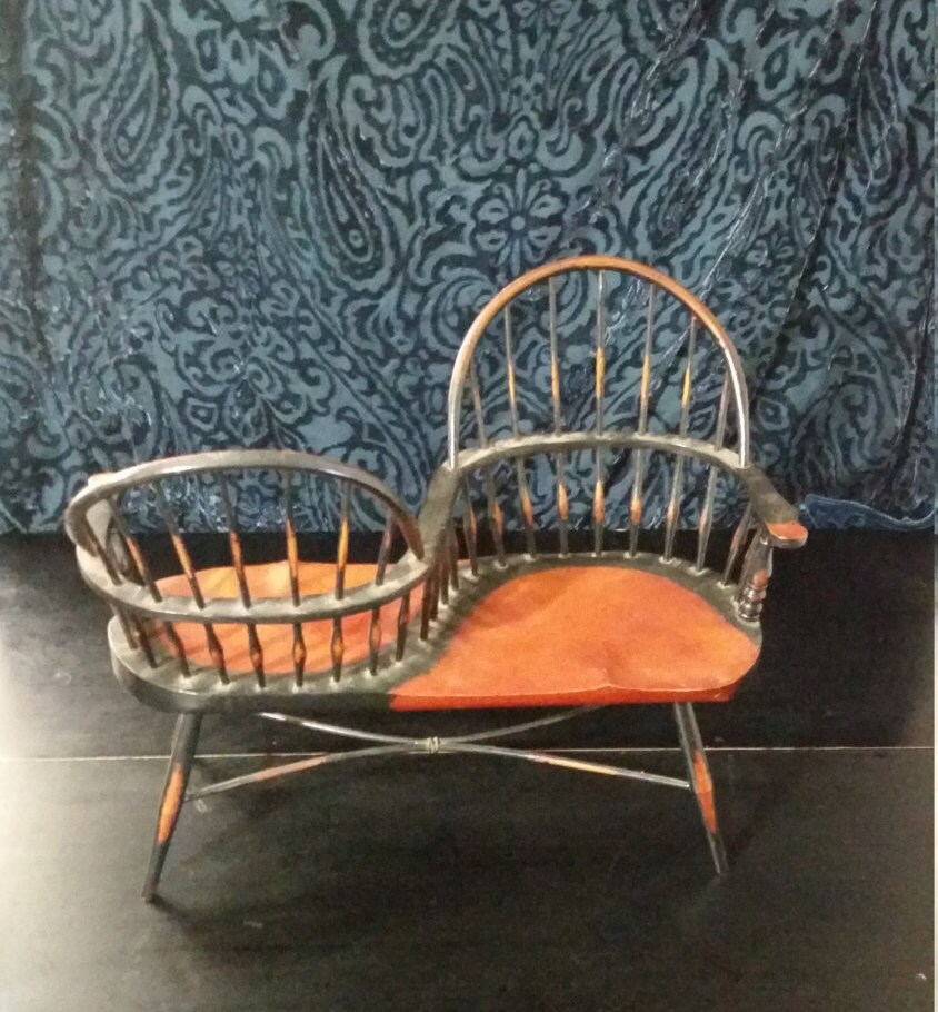 Toy doll vintage wood kissing chair/conversation bench – Haute Juice