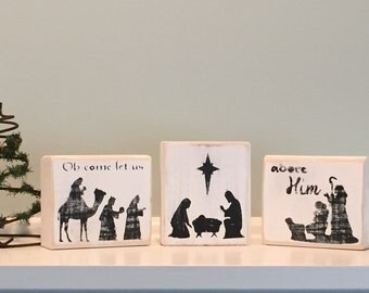 Nativity blocks | Etsy