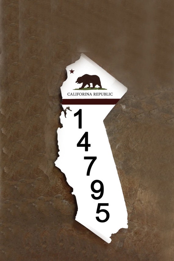 California Flag House Number Sign Rustic Curb by BandGelements