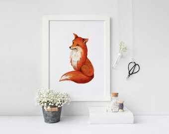 Fox print Fox Canvas Fox art Fox painting Elegant Fox