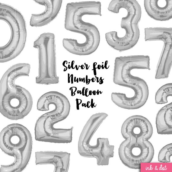 Silver Foil Balloon Numbers Clip Art Silver Numbers