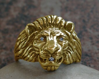 14k lion ring | Etsy