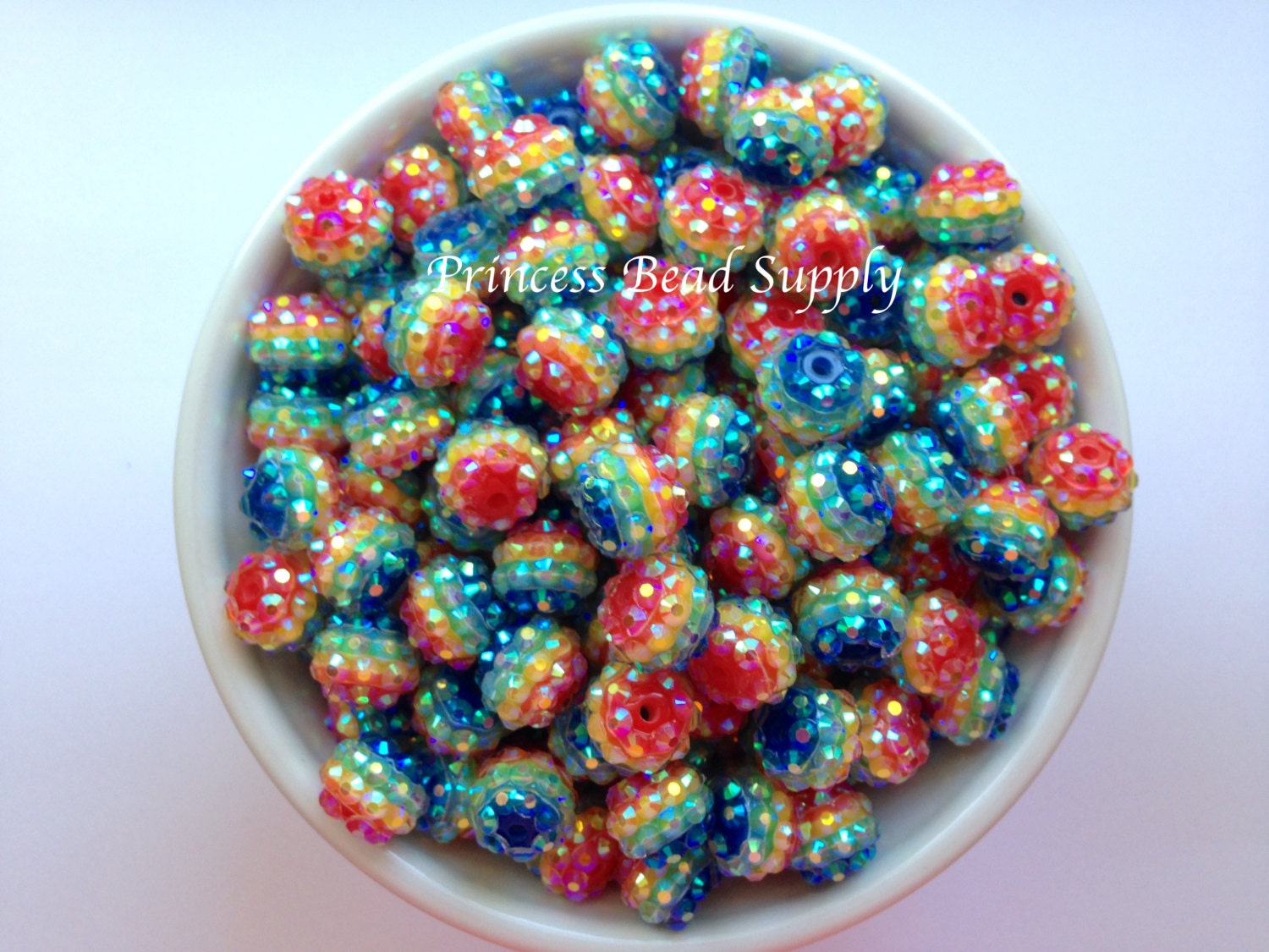 12mm Rainbow Rhinestone Beads Rainbow Striped AB Rhinestone