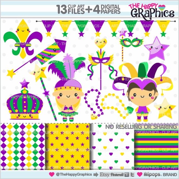 Mardi Gras Clipart Carnaval Clipart COMMERCIAL by TheHappyGraphics