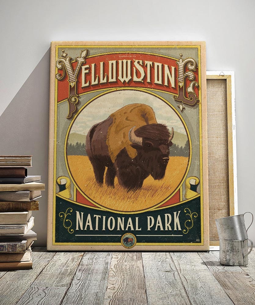 Yellowstone Poster Yellowstone National Park by NationalParkArt