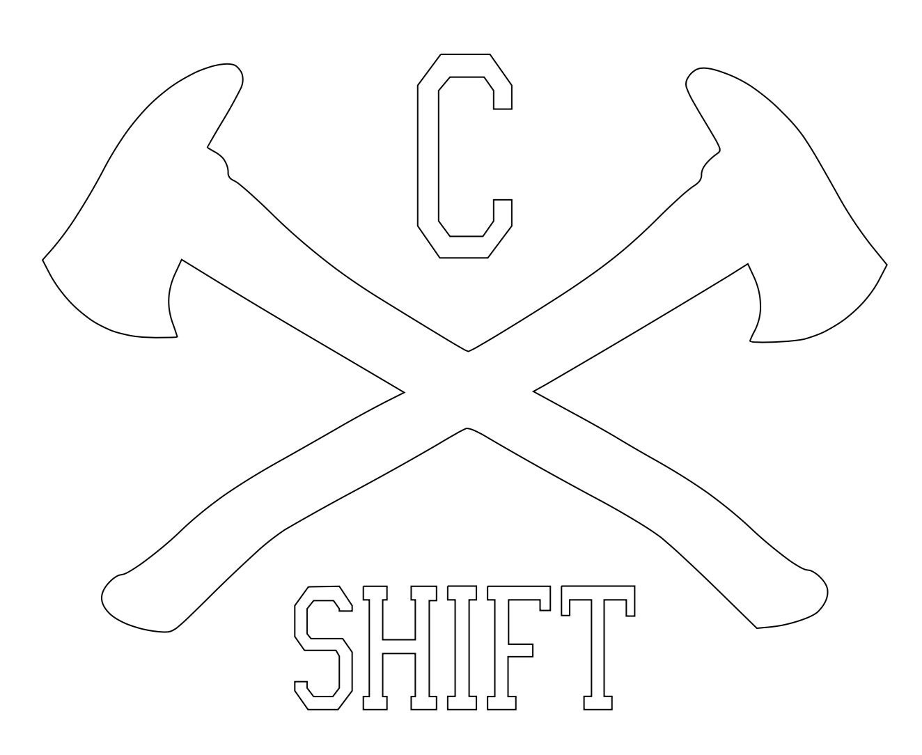 Fire Department C Shift Crossed Axes Vinyl Decal