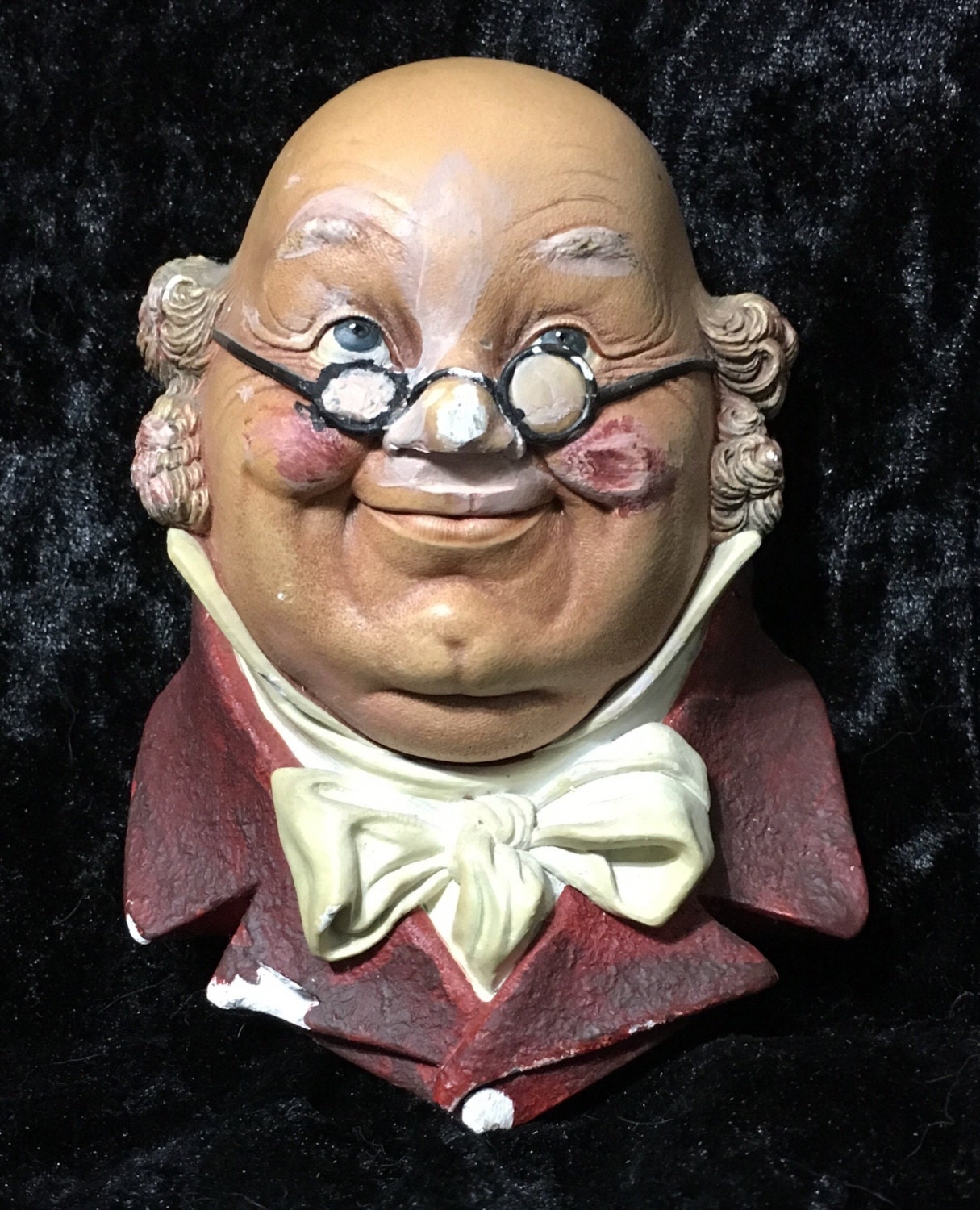 Mr. Pickwick Chalkware Head Wall Plaque Bossons England 1964.
