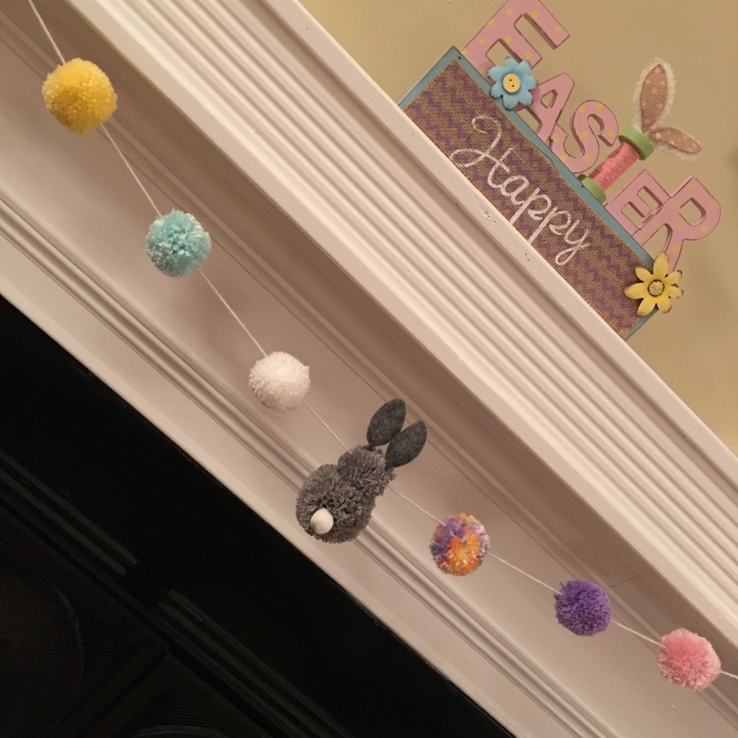 EASTER Pom Pom Garland Easter Garland Easter Mantle Decor