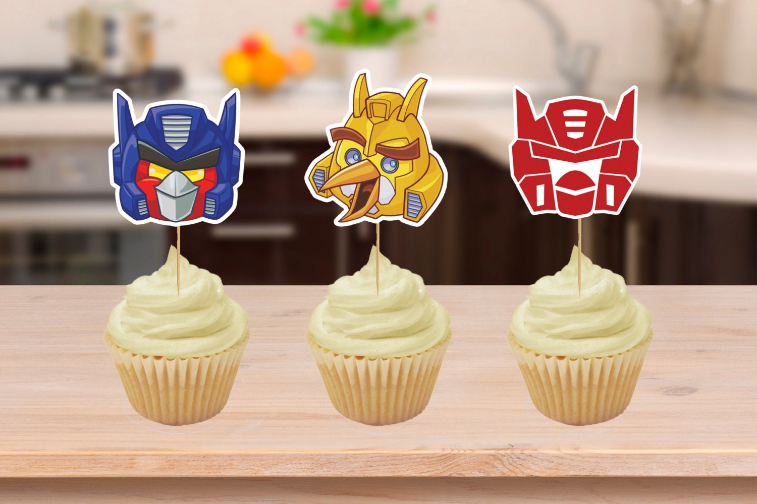 Angry Bird Transformers Party Cupcake Toppers Printables