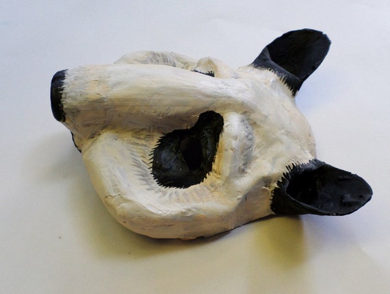Panda Bear Mask paper mache wearable black and white animal
