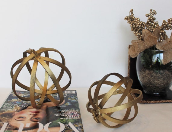 Decorative orbs set of 2 with metal hardware for any rustic