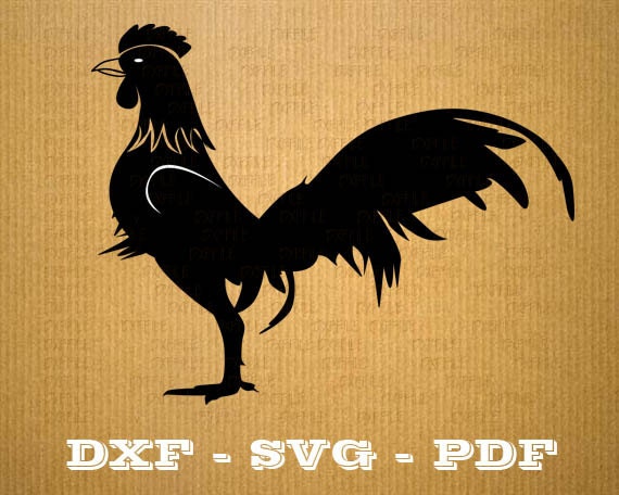 Format .dxf cock rooster CNC cutting file Vector vinyl