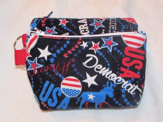 Political Statement Zipper Bags with Key Ring Democrat