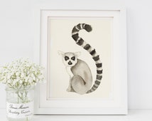 Unique lemur print related items | Etsy