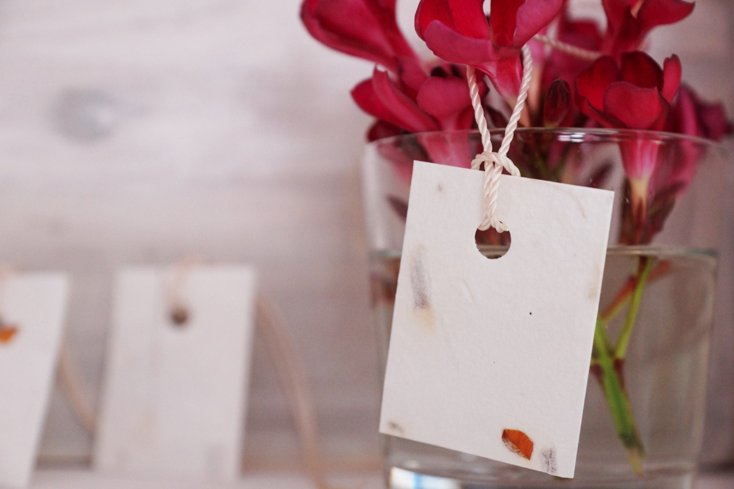 10 Handmade Recycled Paper Tags 1.5x2'' White by THRIVECanvas