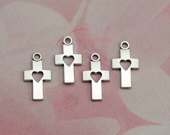 Heart cross charm | Etsy